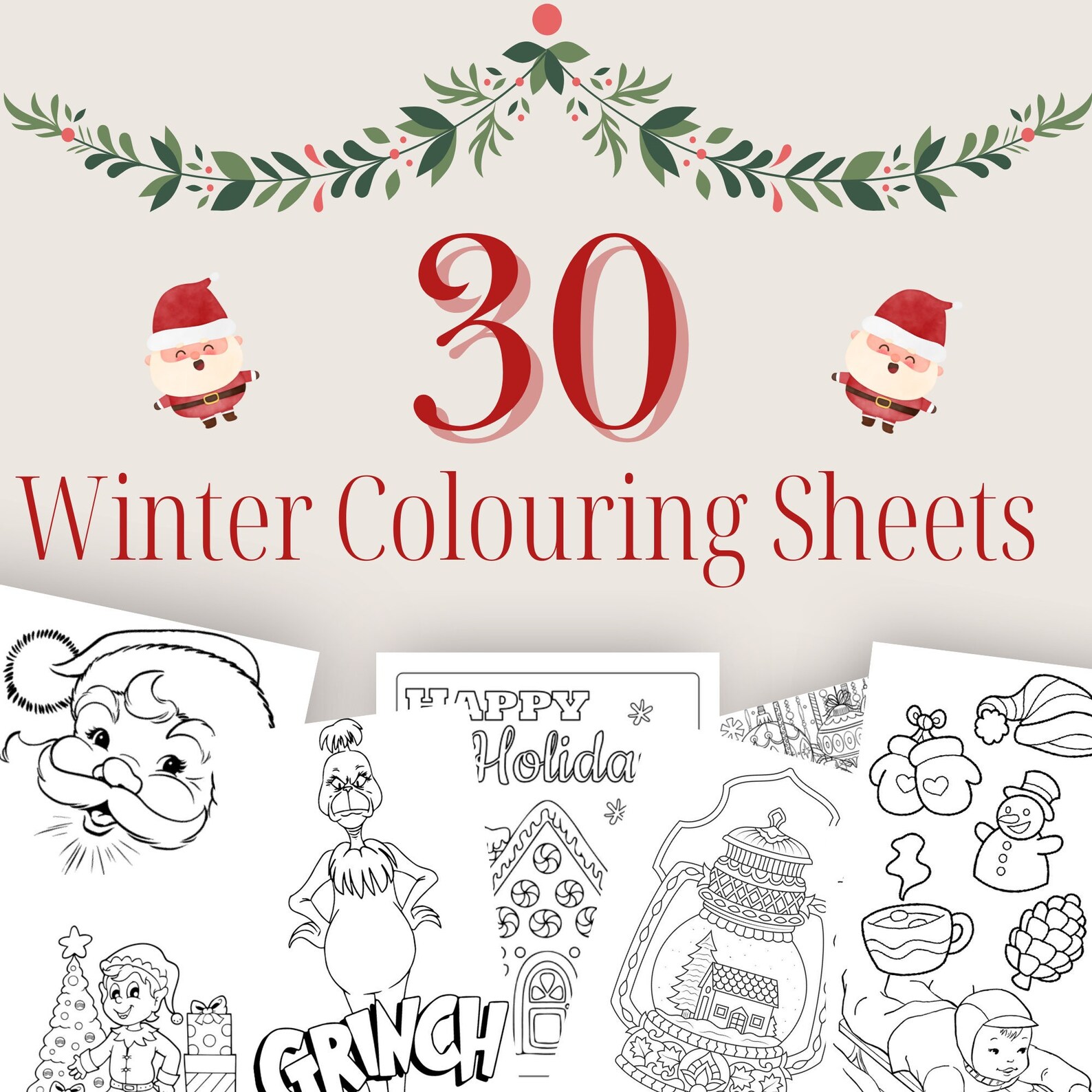 Winter Colouring Sheets | Christmas Colouring A4 | Digital Download ...