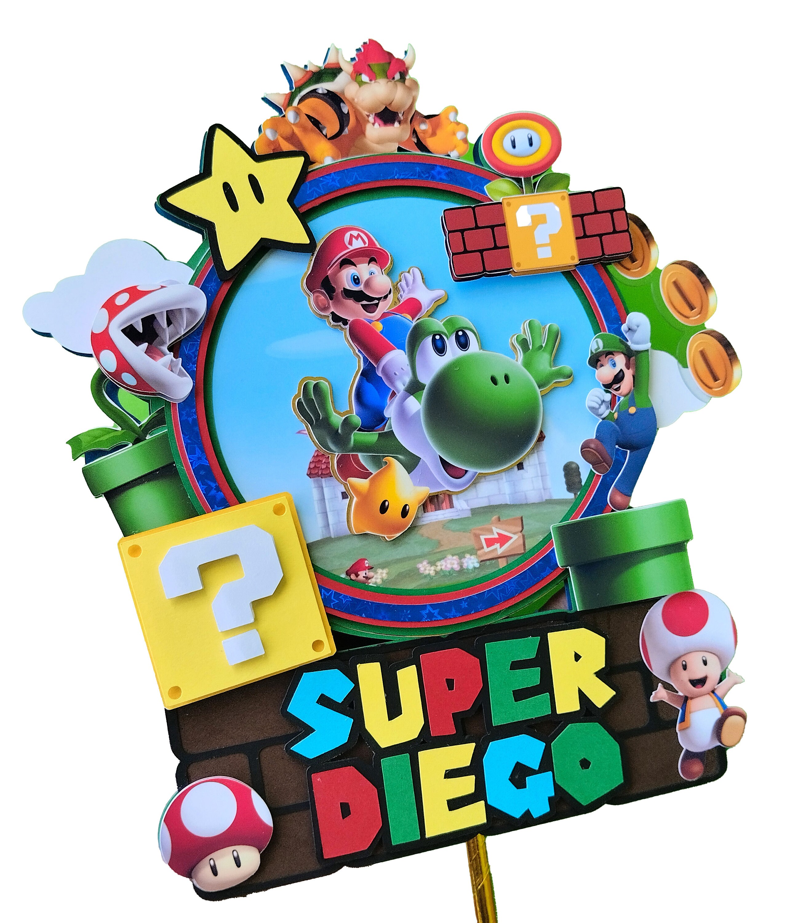 Super Mario Cake Topper, Party Cake Topper, Gamer Cake Topper, Mario ...