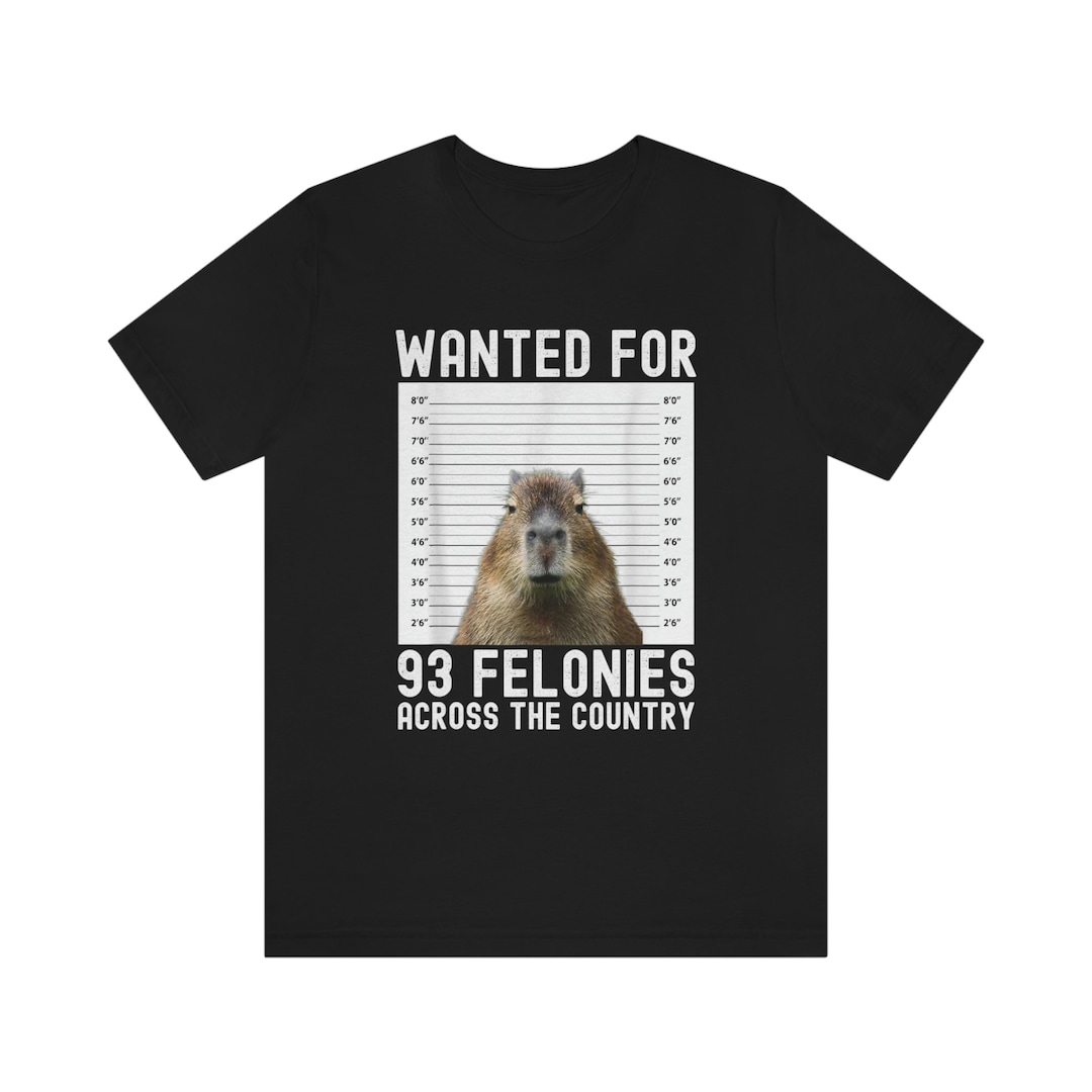 Capybara Mugshot Wanted Poster Meme, Capybara Committing Crimes Tee ...
