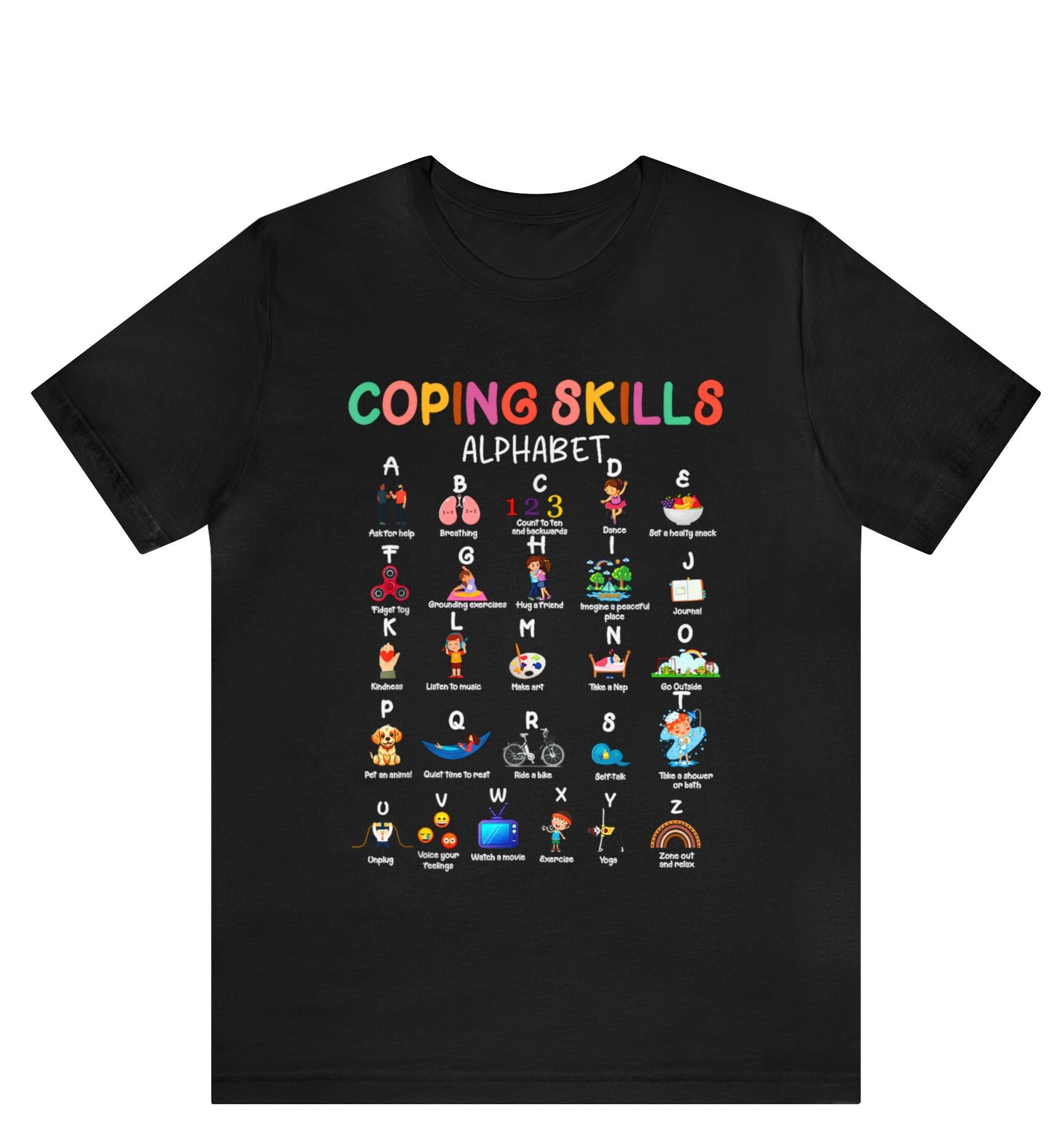 Coping Skills Alphabet Shirt, ABC Coping Skills Shirt, Mental Health ...