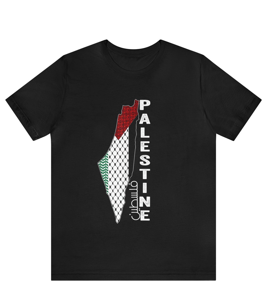 Palestinian Map Keffiyeh Thobe Patterns Palestine in Arabic T-shirt ...