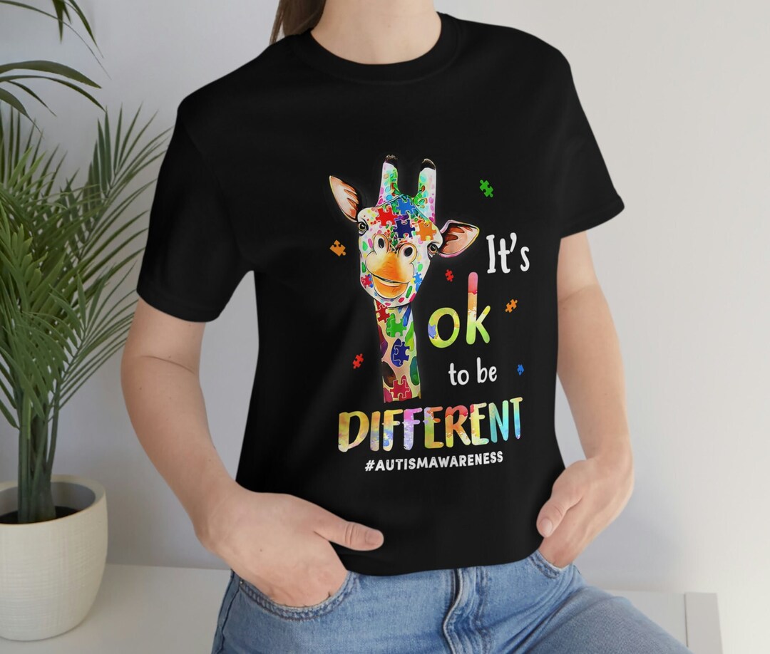Autism Giraffe It's Ok to Be Different Shirt Puzzle Autism Symbol ...