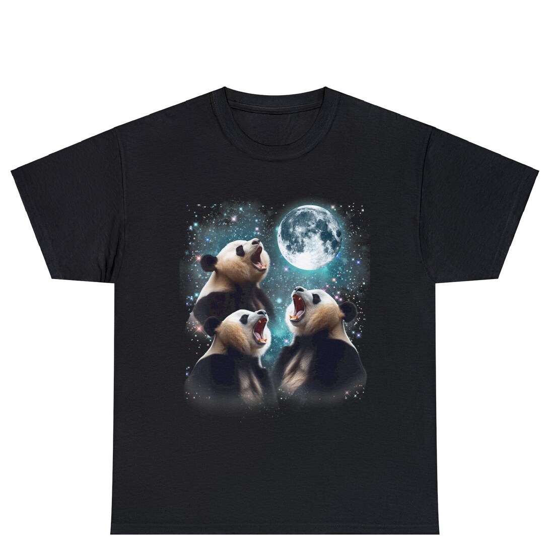 3 Panda Moon Howling Panda Head T-shirt ,panda Moon Howling Shirt, Meme ...