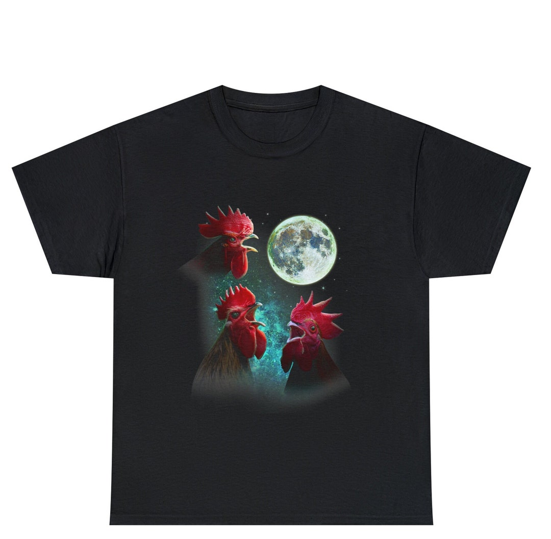Three Rooster Chickens Howl at Moon 3 Wolfs Wolves Shirt - Etsy