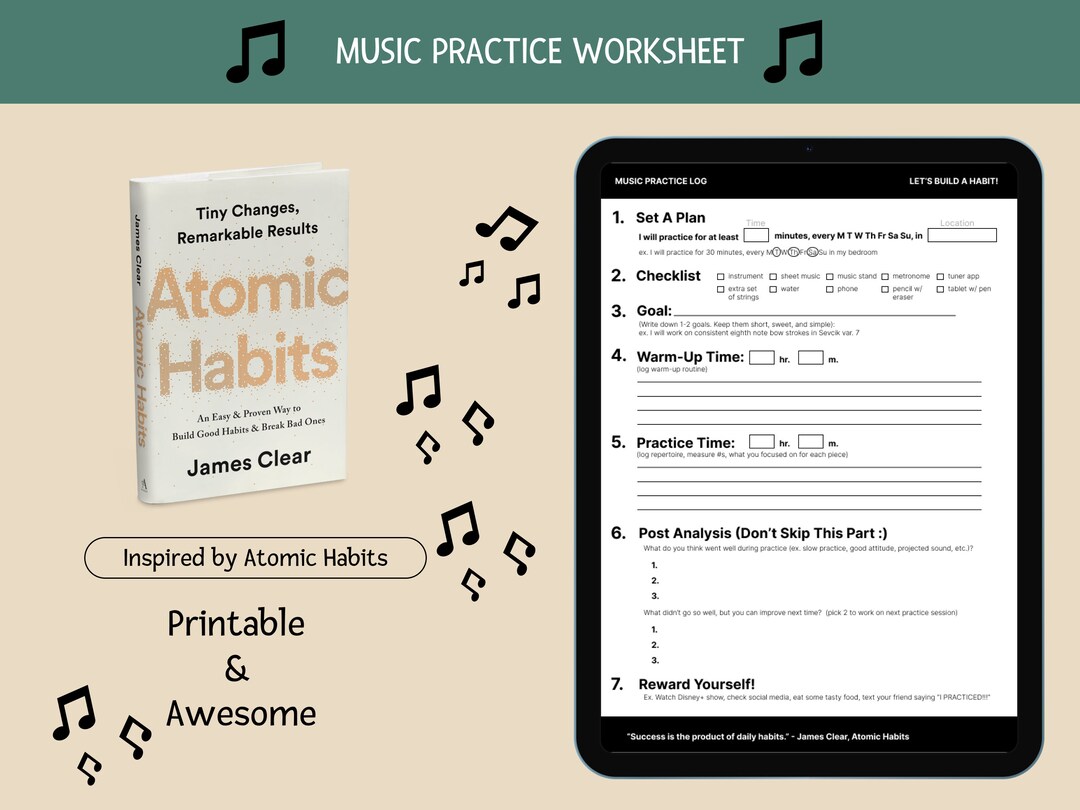Daily Music Practice Worksheet, Instant Download, Printable, iPad ...