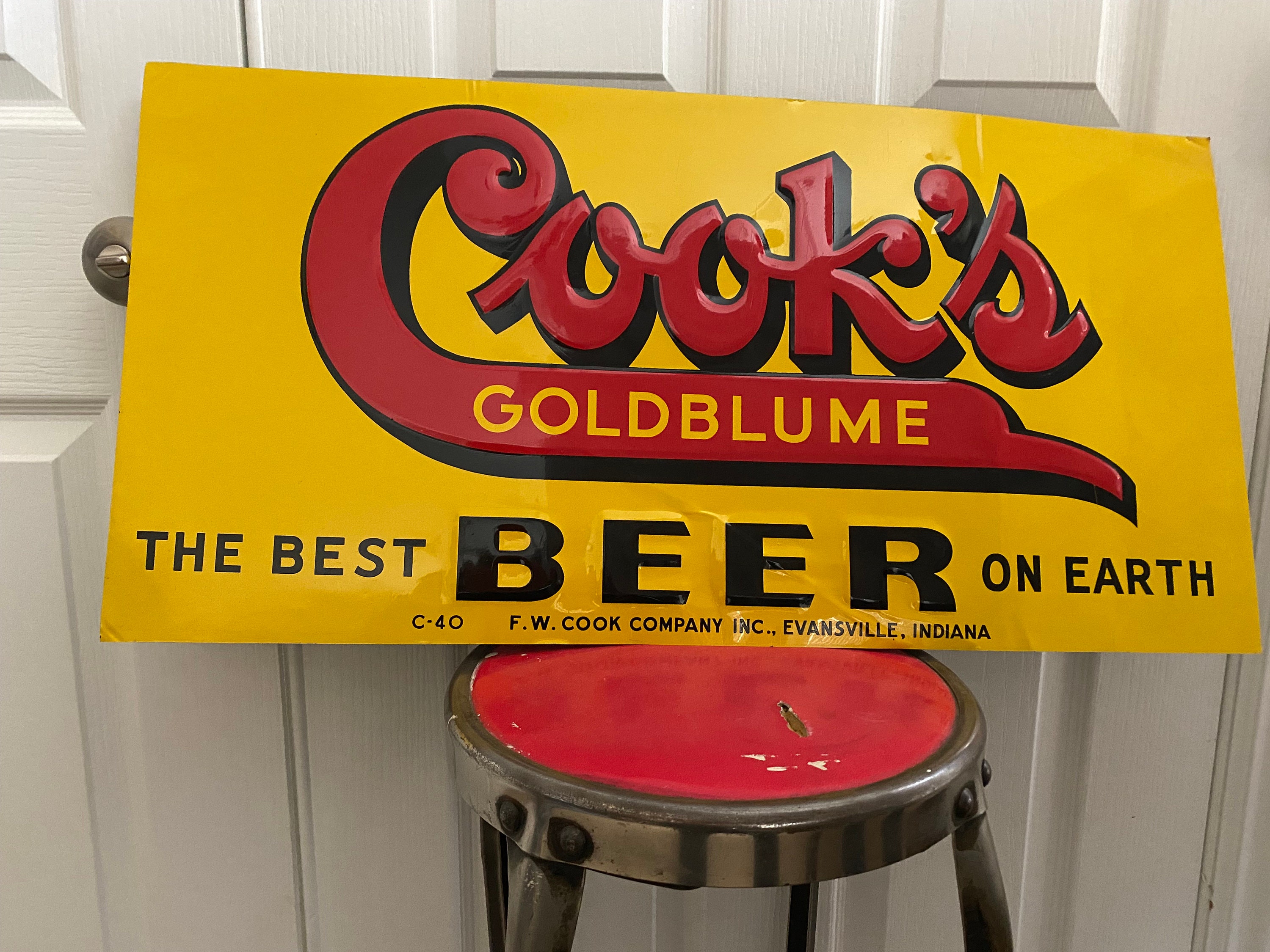 Vintage 1950 Cook's Embossed Beer Sign - Etsy