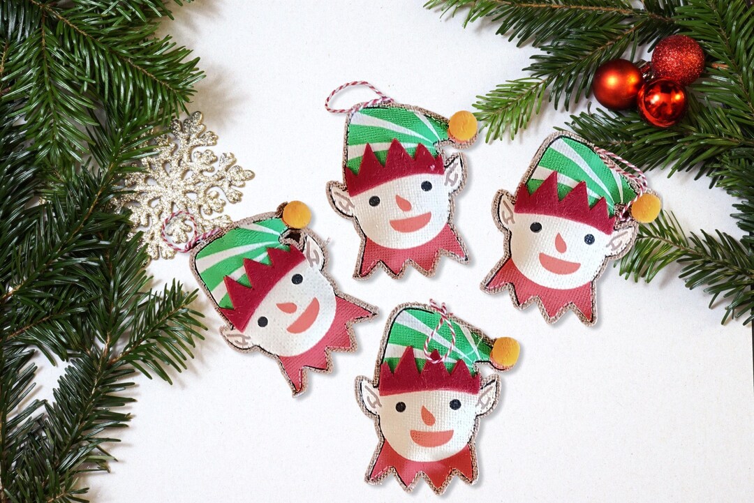 Painted Stuffed Burlap Elf Faces Elves Christmas Tree Ornaments, Rustic ...