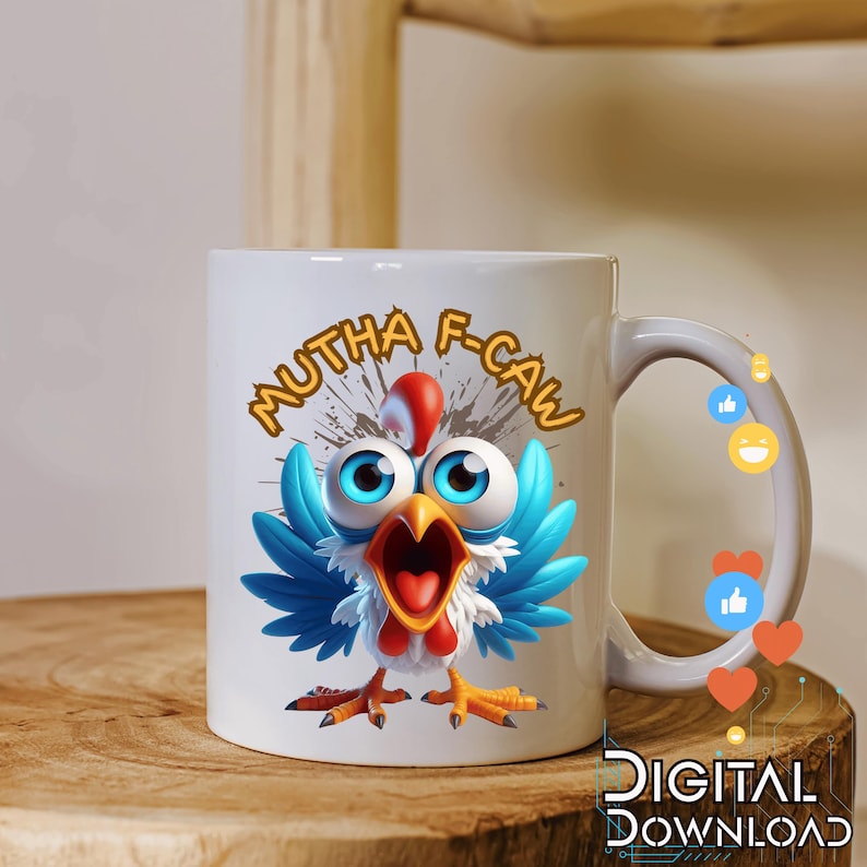 MUTHA F-CAW Chicken PNG | Funny Cartoon Rooster Clipart - Etsy