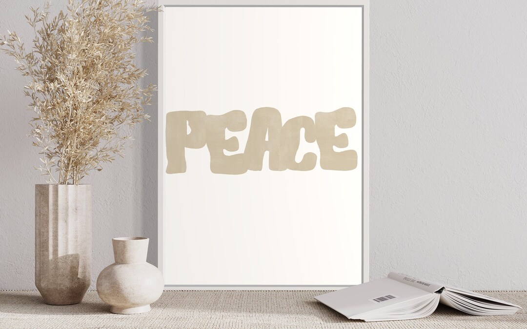 Peace Poster, Beige Wall Art, Neutral Art, Beige Home Decor, Instant ...