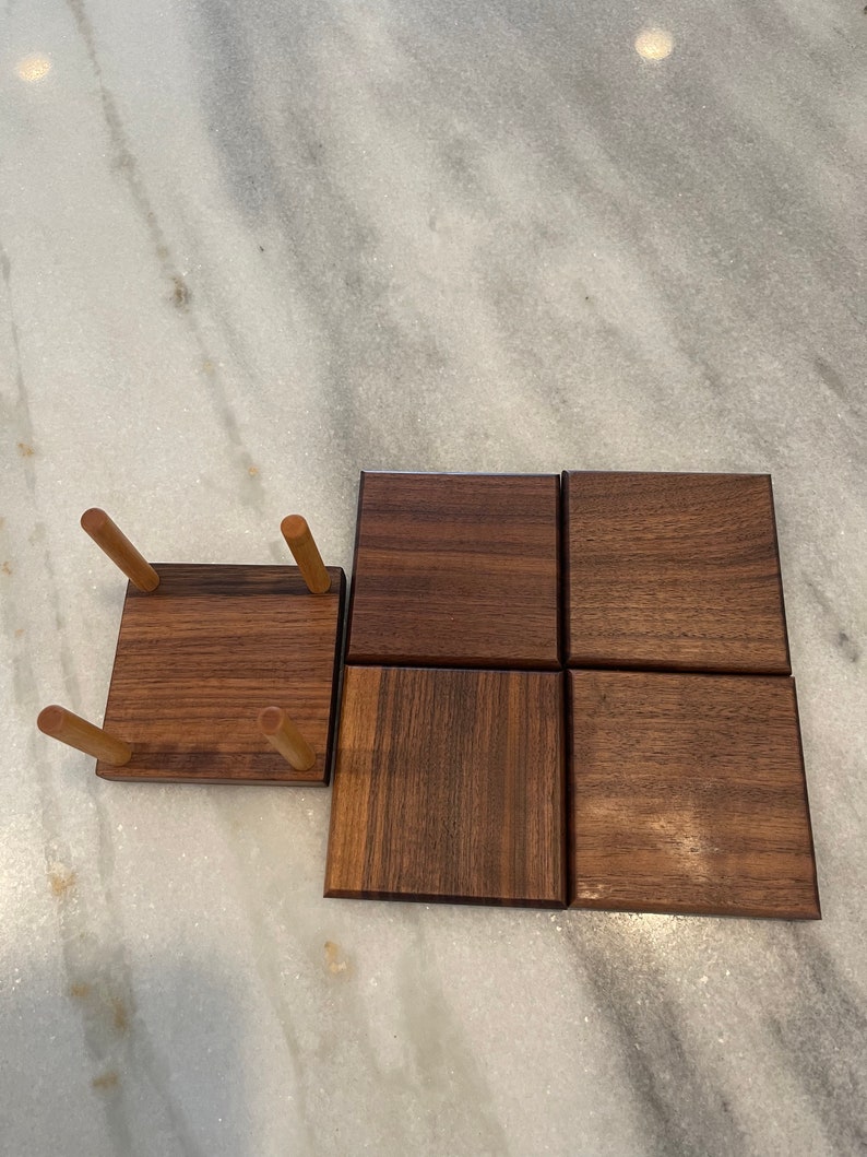 Solid Walnut Coaster Set - Etsy