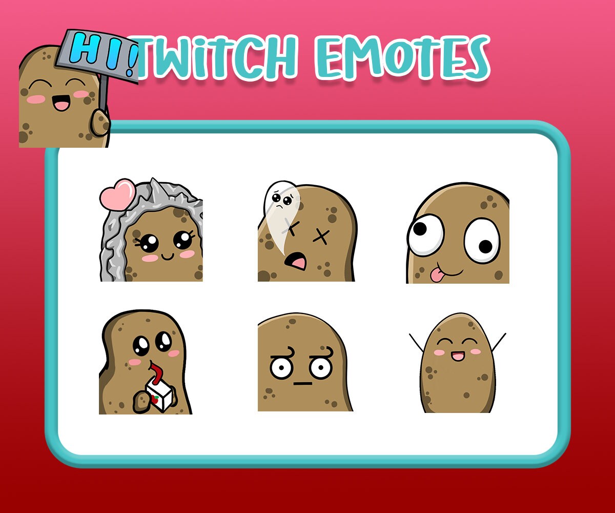 Potato Emotes | 6 Static and 1 Animated Emote for Twitch and Discord - Etsy