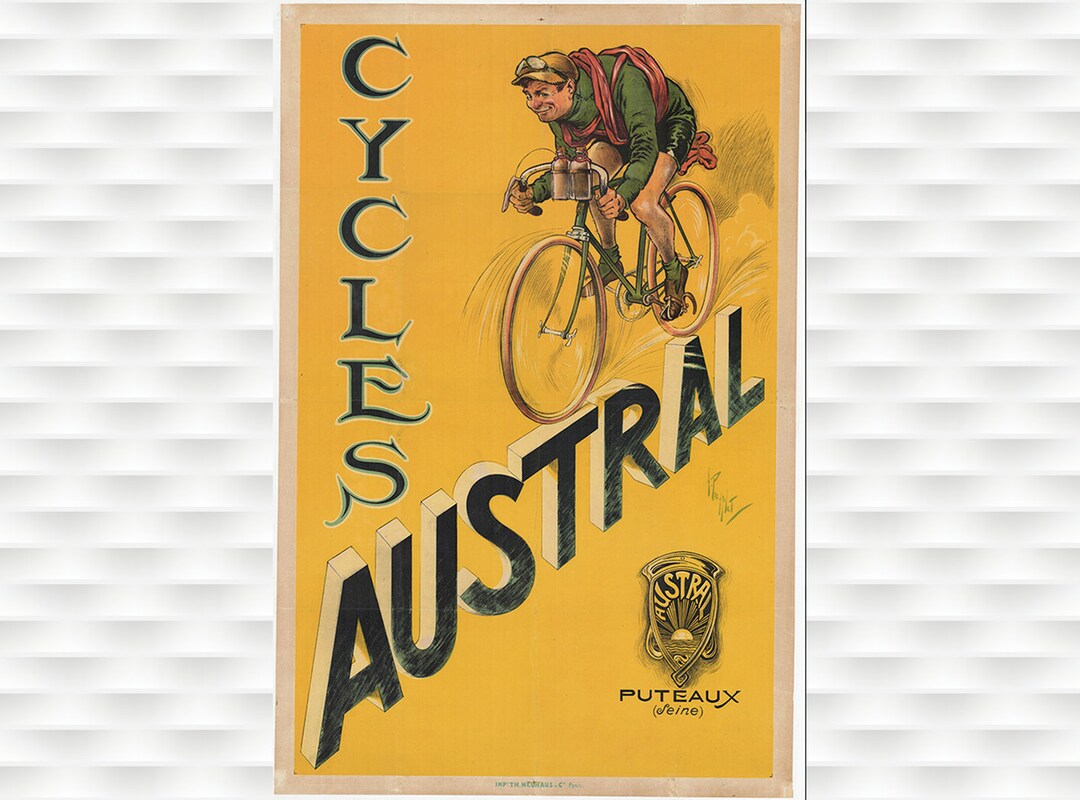 Cycles Austral Original Vintage Bicycle Poster Vintage - Etsy