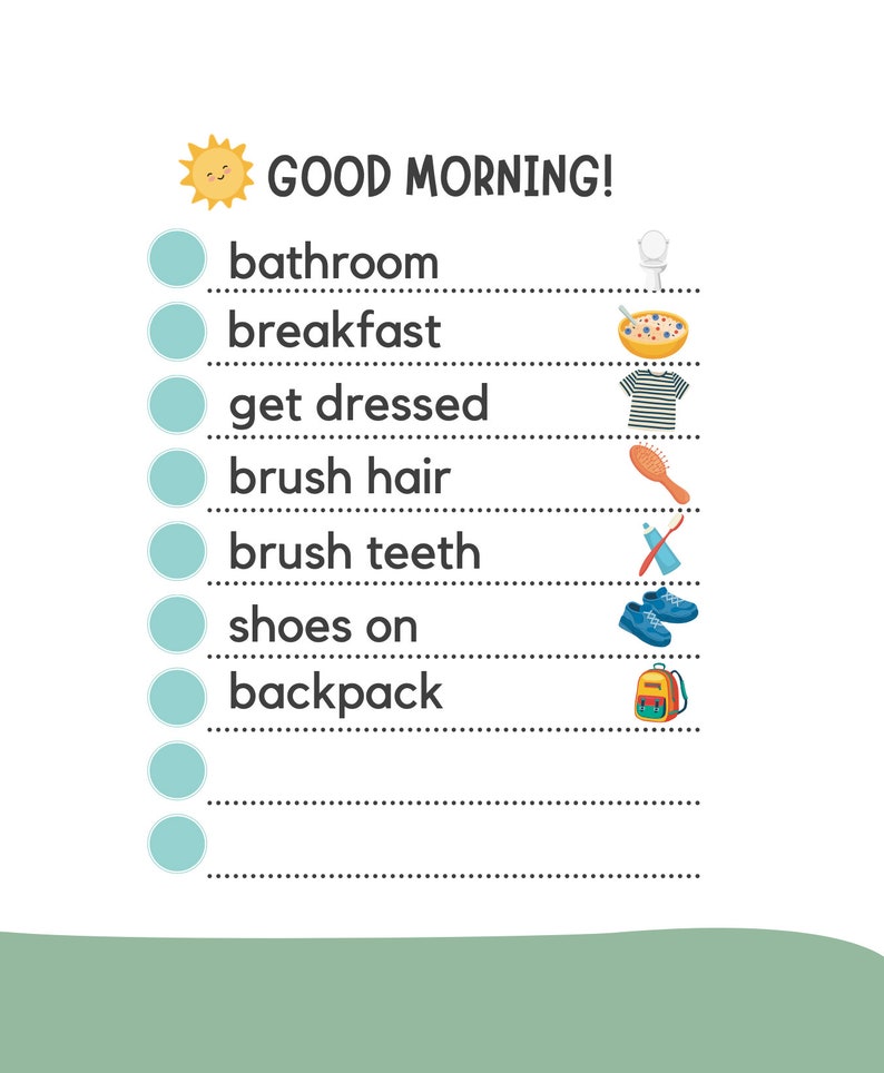 Morning Routine Chart for Kids, School Routine Chart, Task Chart, Night ...