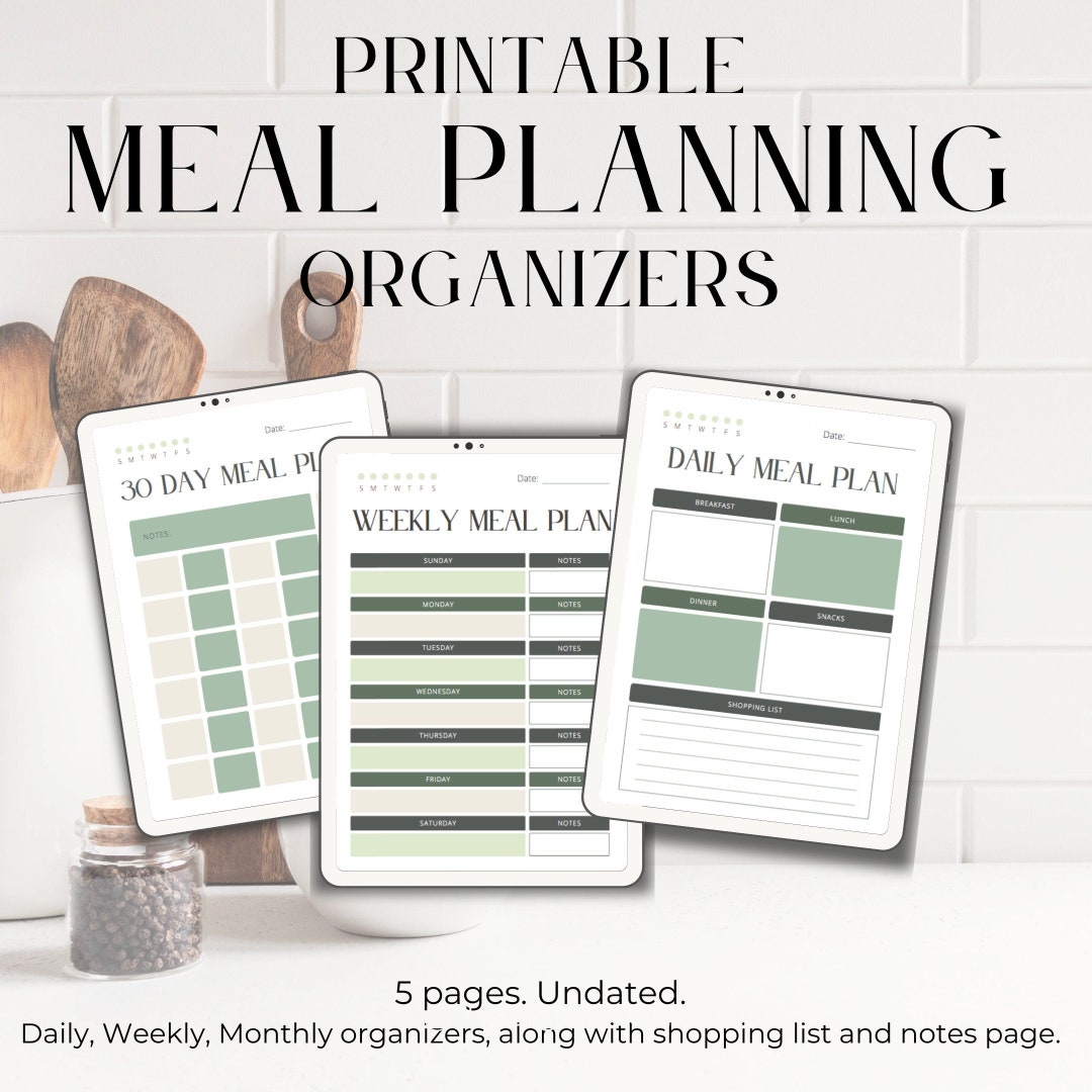 Printable Meal Planning Organizers // Simple, No Frills Weekly, Daily ...