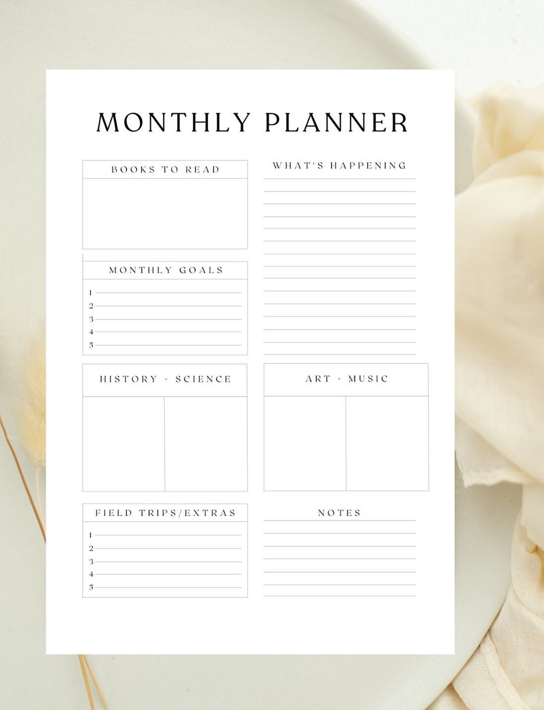 Monthly Homeschool Planner // Printable Undated Digital File // ADHD ...
