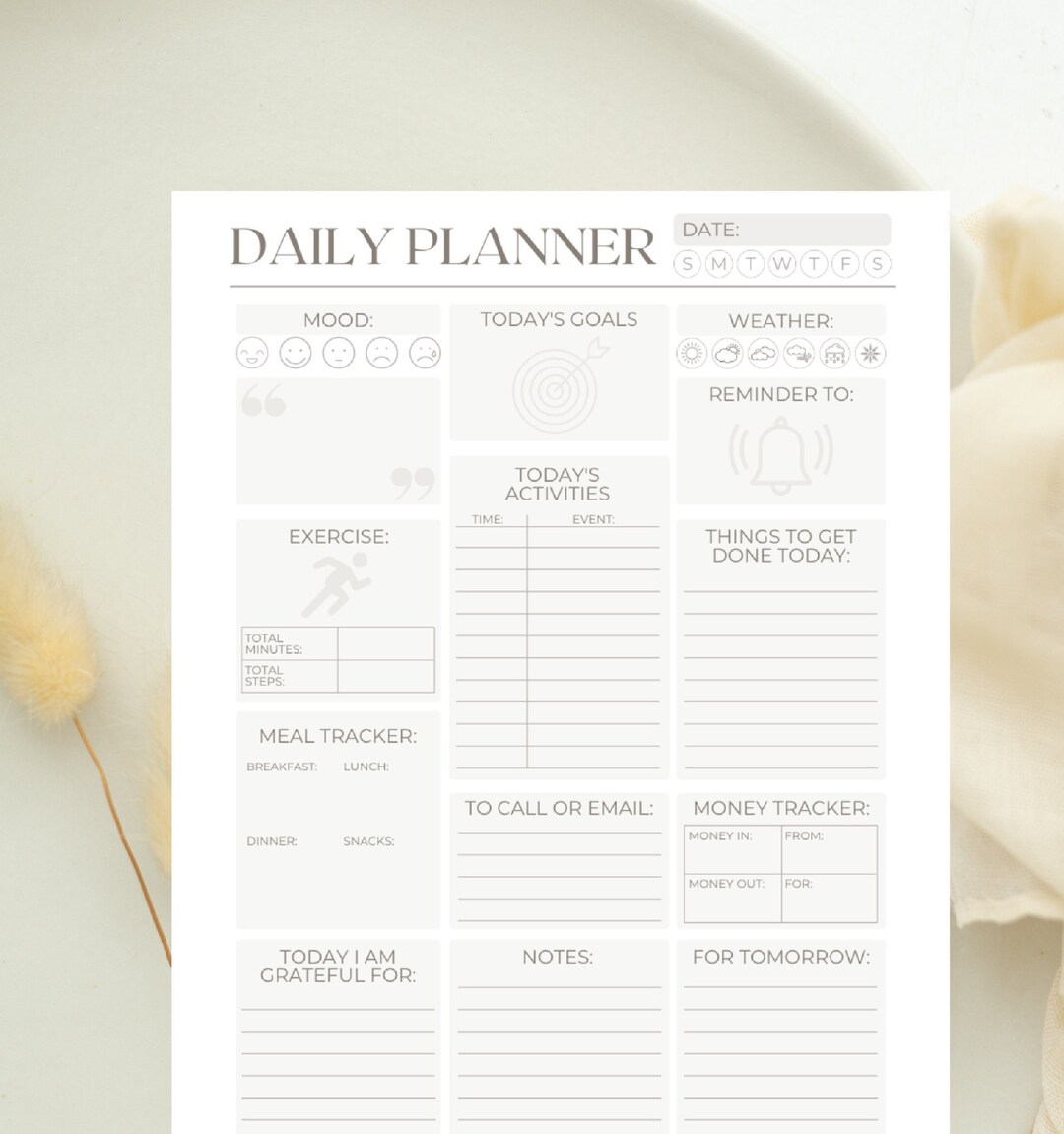 Daily Planner // Printable Undated Digital File // ADHD Planning Tool ...