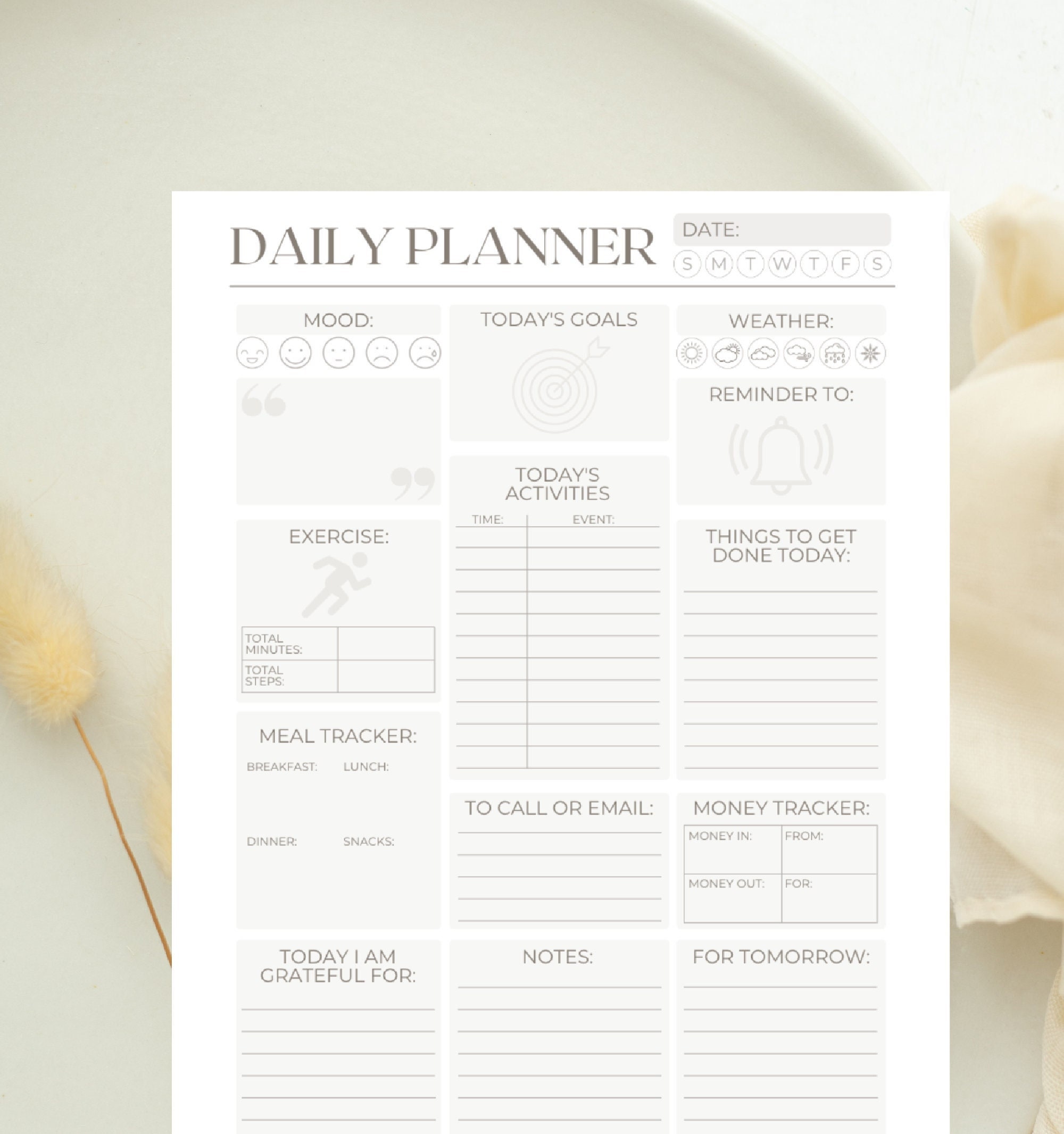 Daily Planner // Printable Undated Digital File // ADHD Planning Tool ...