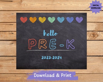 First Day of School Pennant Flags Printable Sign Prek - Etsy