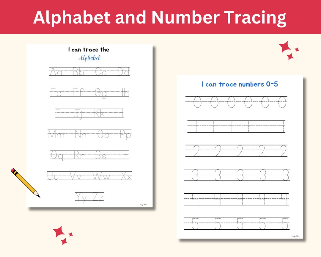 Alphabet and Number Tracing Sheet,handwriting Practice,number Tracing ...