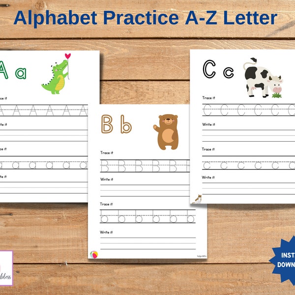 Practice Writing Upper and Lowercase Letters a Z - Etsy