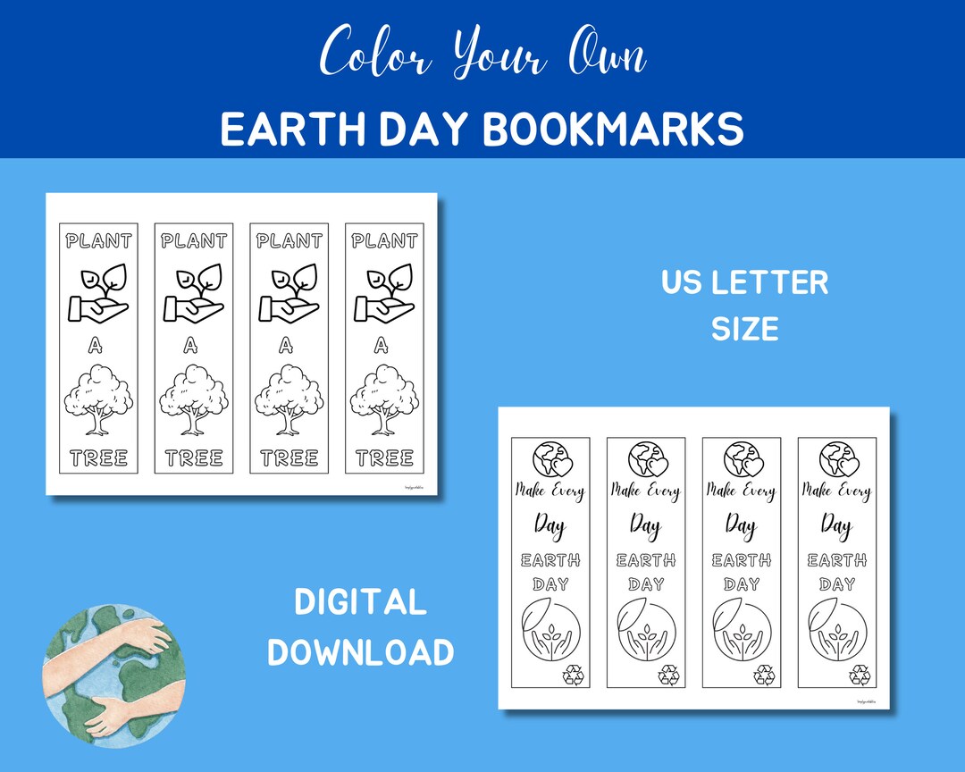 Earth Day Coloring Bookmarks, Bookmark for Kids, Color Your Own ...