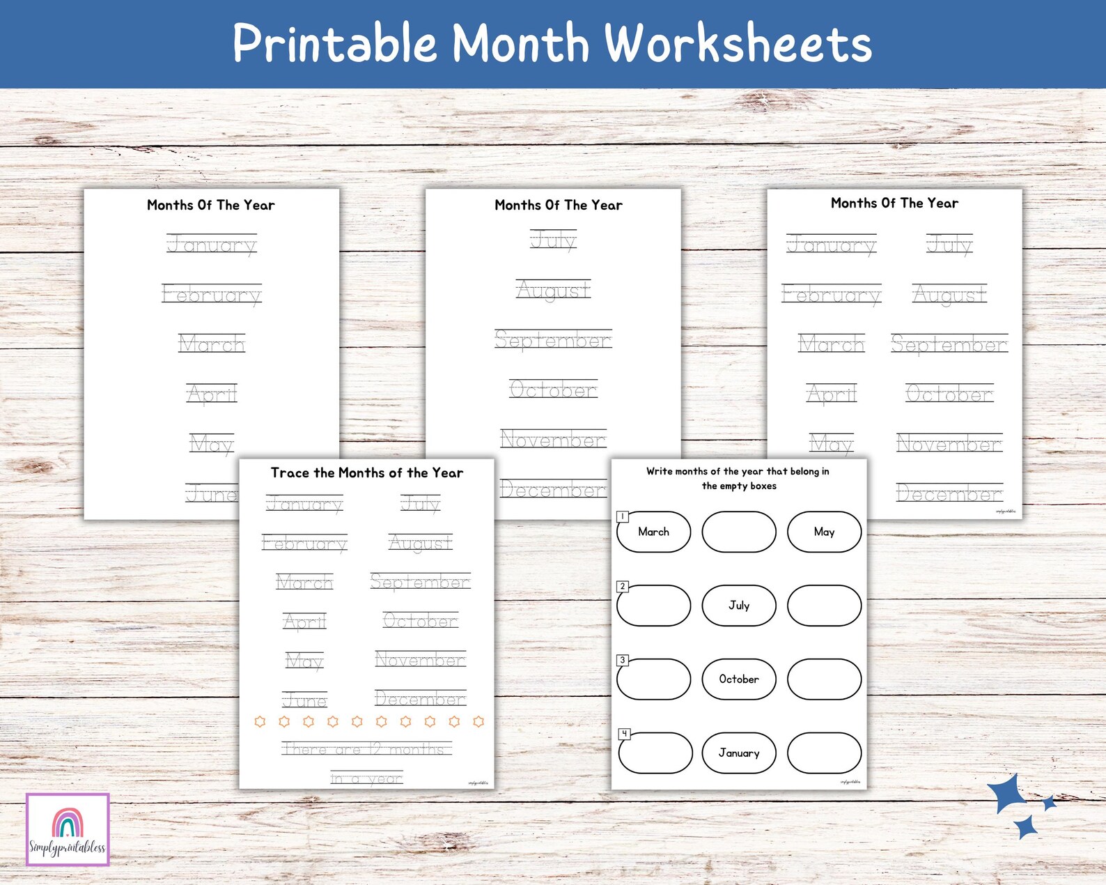 Days of the Week Printable, Months of the Year Tracing Worksheet, Color ...
