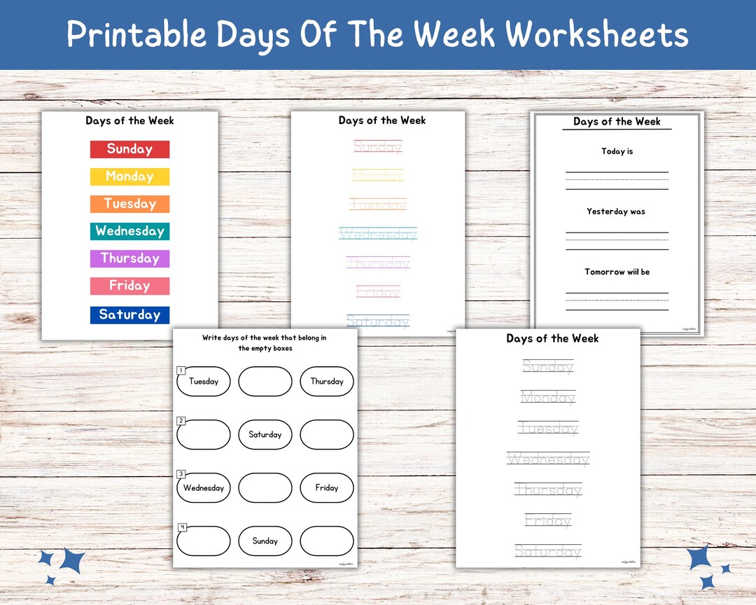 Days of the Week Printable, Months of the Year Tracing Worksheet, Color ...