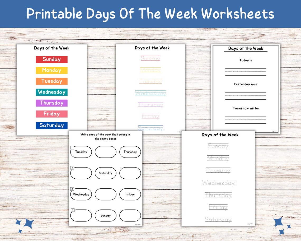 Days of the Week Printable, Months of the Year Tracing Worksheet, Color ...