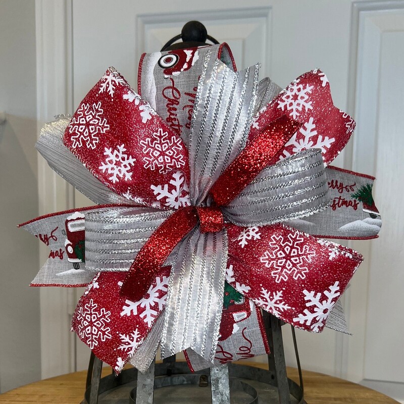 Silver Christmas Bow - Etsy