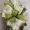 Army Forge Bow, Army Bow, Green and Burlap Bow, Bow for Lantern Wreath ...