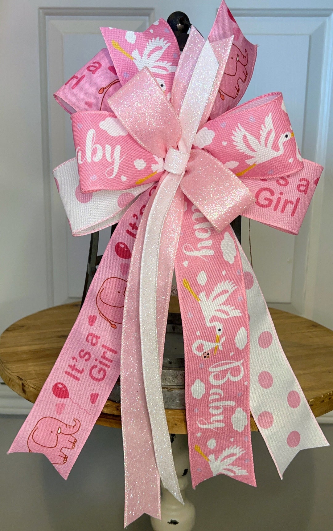 It's a Girl Bow for Lantern and Wreath, Baby Shower, Baby Shower Bow ...
