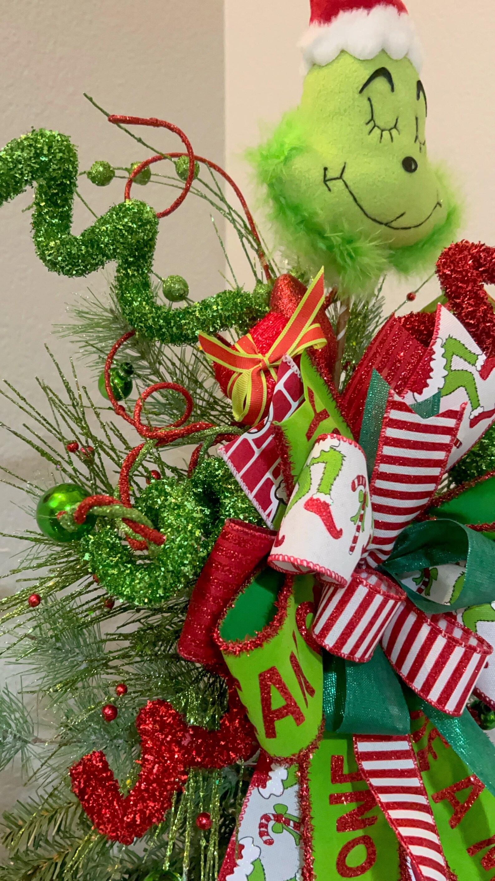 Christmas Tree Topper, Green Monster, Elf Tree Topper, Peppermint Candy ...