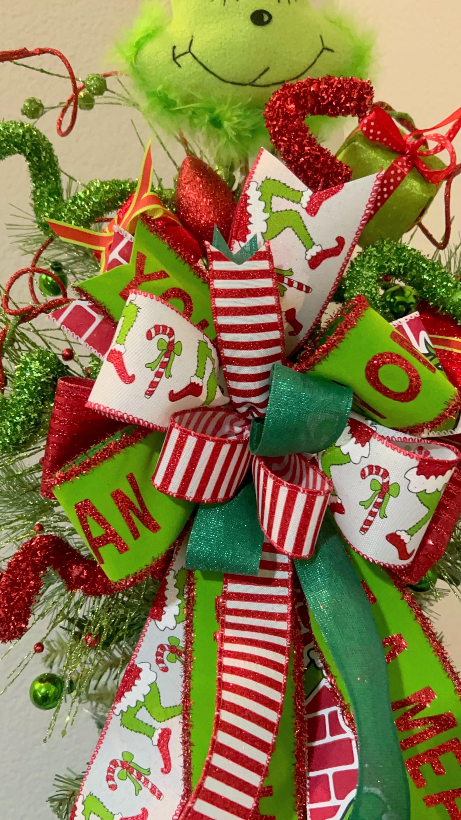 Christmas Tree Topper, Green Monster, Elf Tree Topper, Peppermint Candy ...