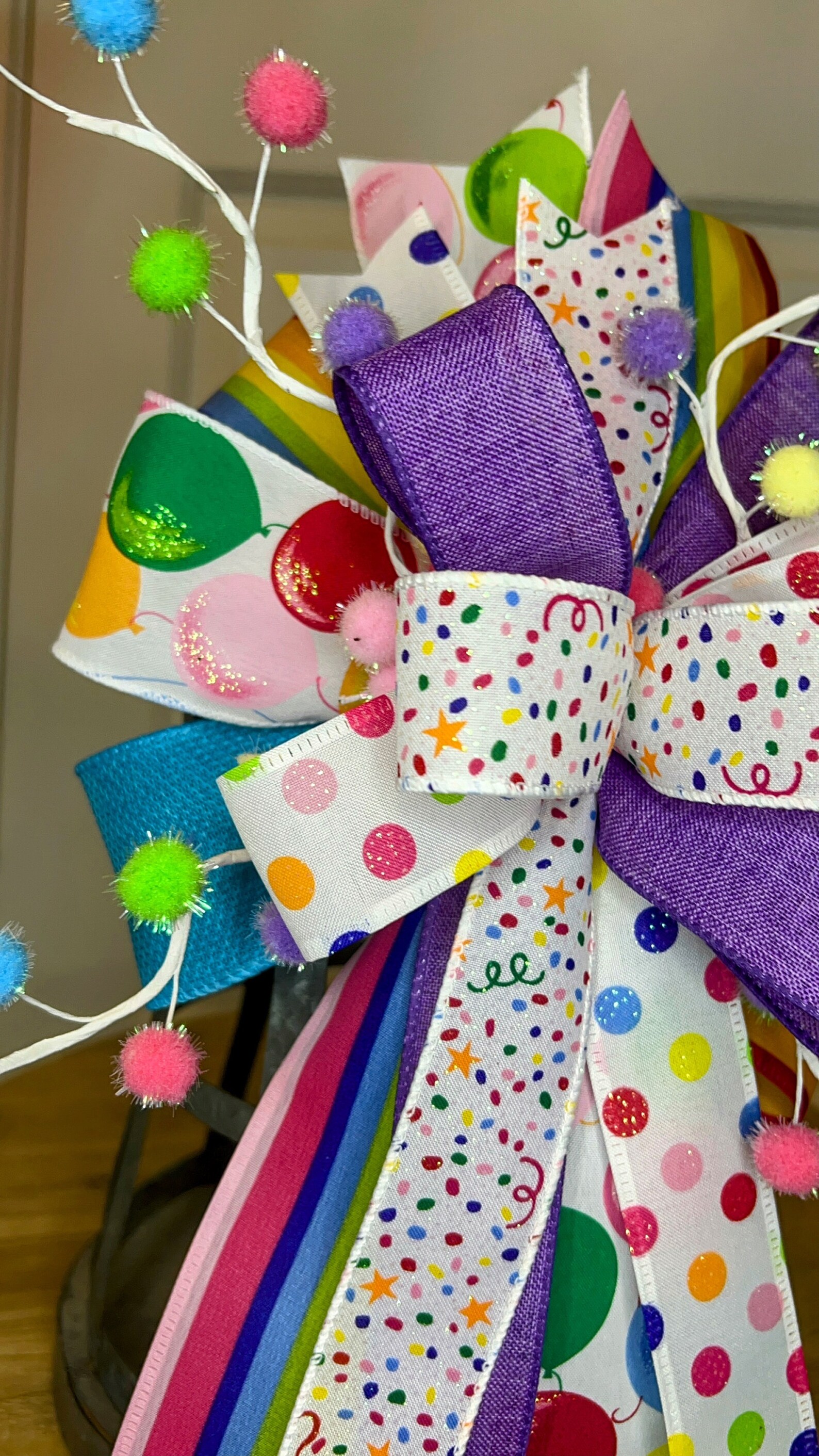 Happy Birthday Bow for Front Door, Rainbow Bow, Lantern Bow, Wreath Bow ...