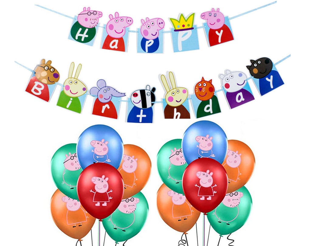 Peppa Pig Balloon Banner Peppa Pig Banner Kids Birthday Decoration