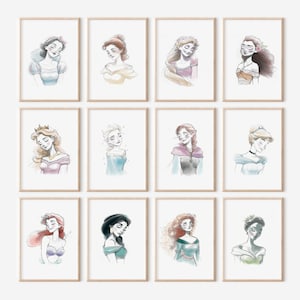 Watercolor Princess Art Print Set of 12 Girls Nursery Art - Etsy