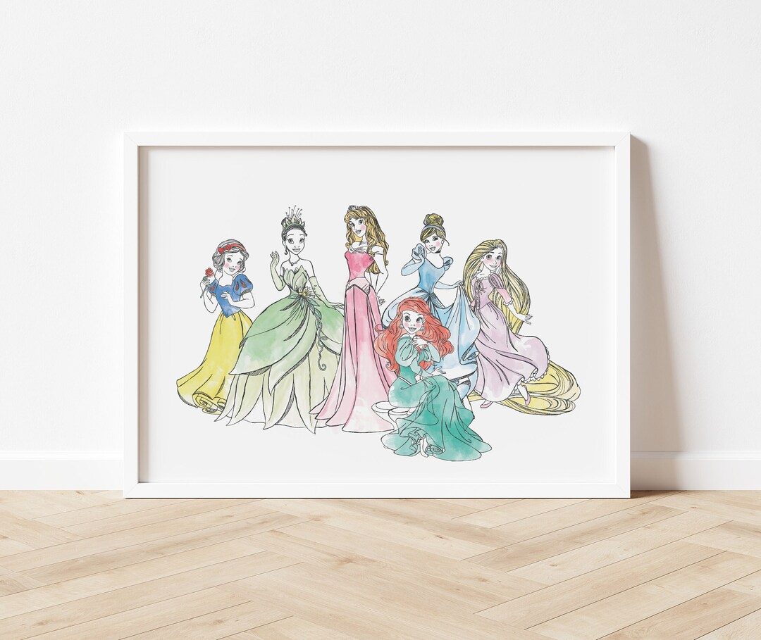 Watercolor Princess Art Print, Instant Download, Princess Friends ...