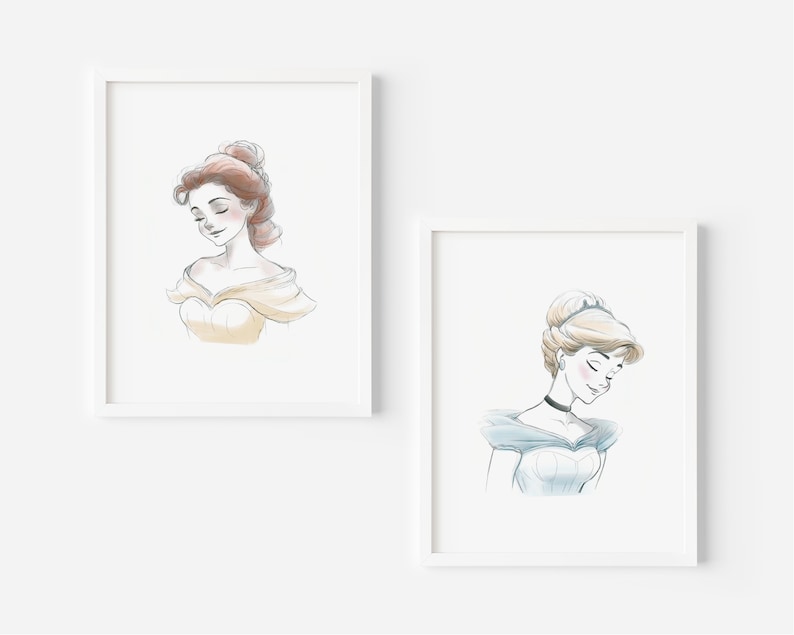 Princess Cinderella Art Print Girls Nursery Art Watercolor - Etsy