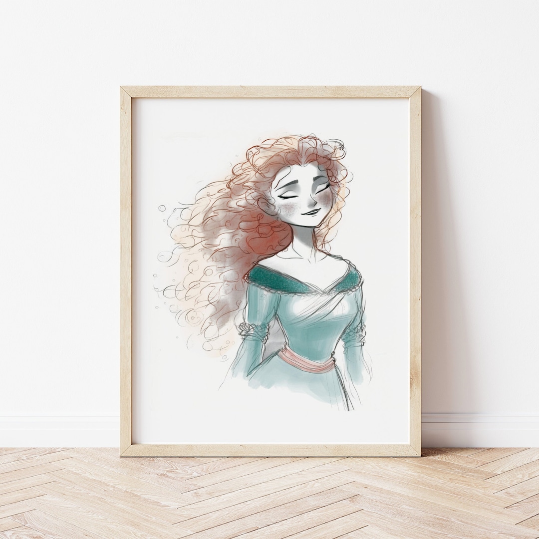 Princess Merida Watercolor Art Print: Brave Nursery Decor (digital ...