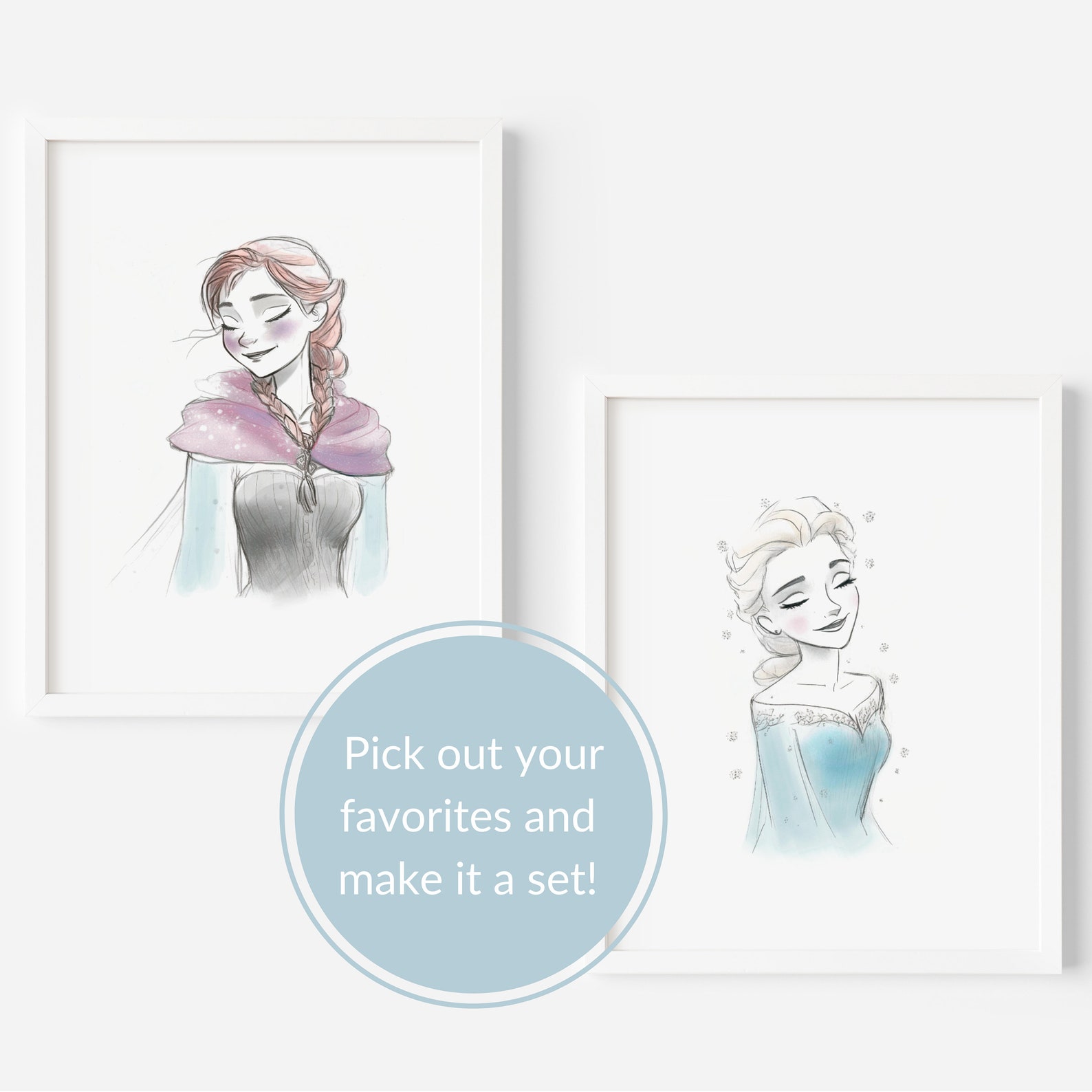 Watercolor Princess Art Print Set of 12 Girls Nursery Art - Etsy