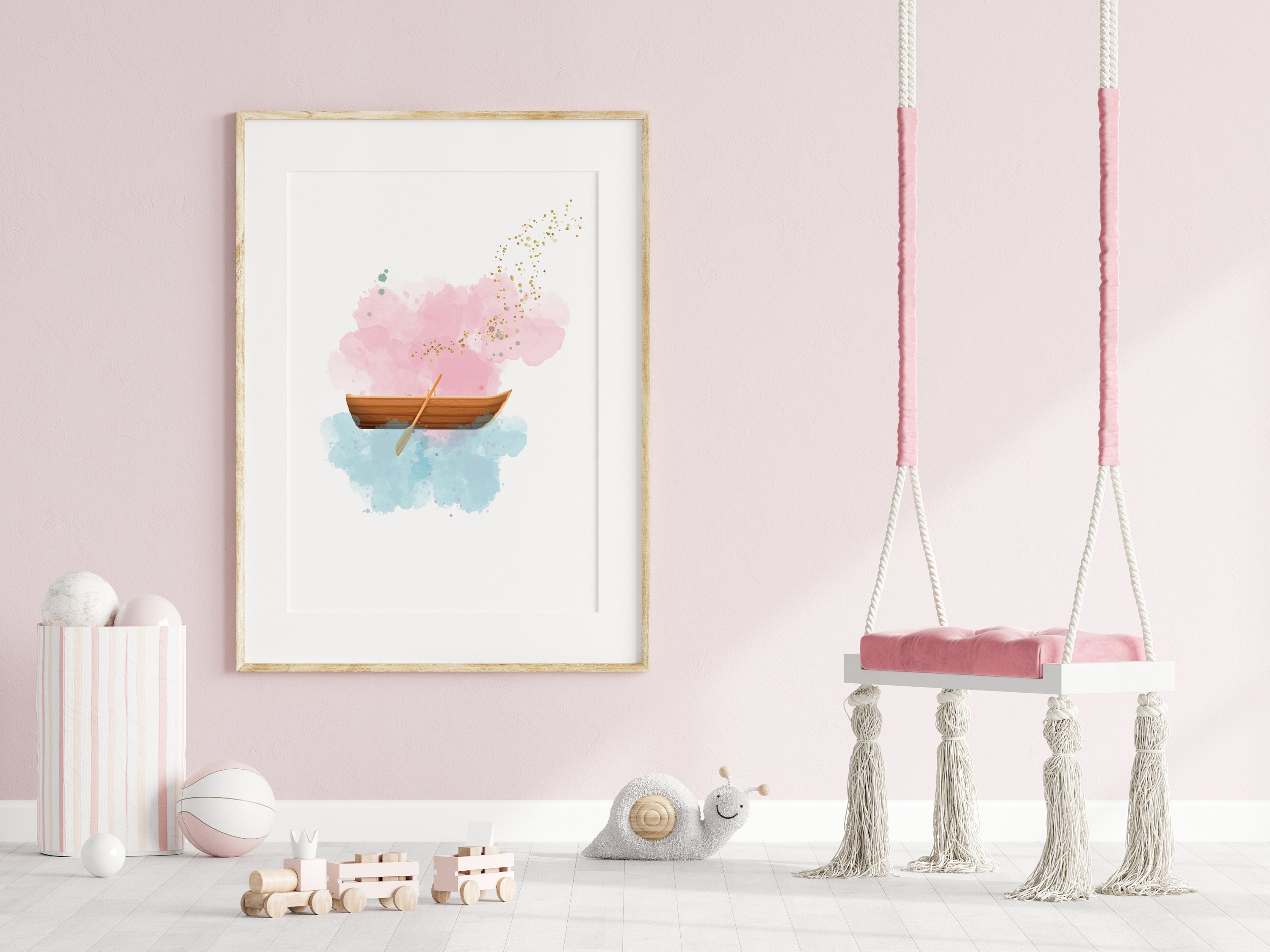 Tangled Canoe Lantern Art Print Watercolor Wall Art for Girls - Etsy