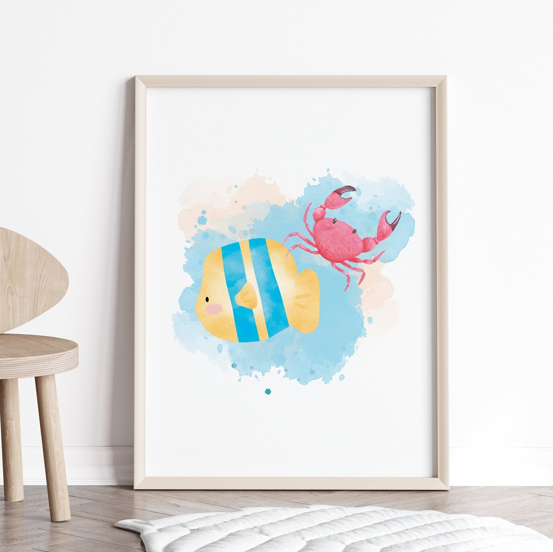Little Mermaid Flounder and Sebastian Art Print Watercolor - Etsy
