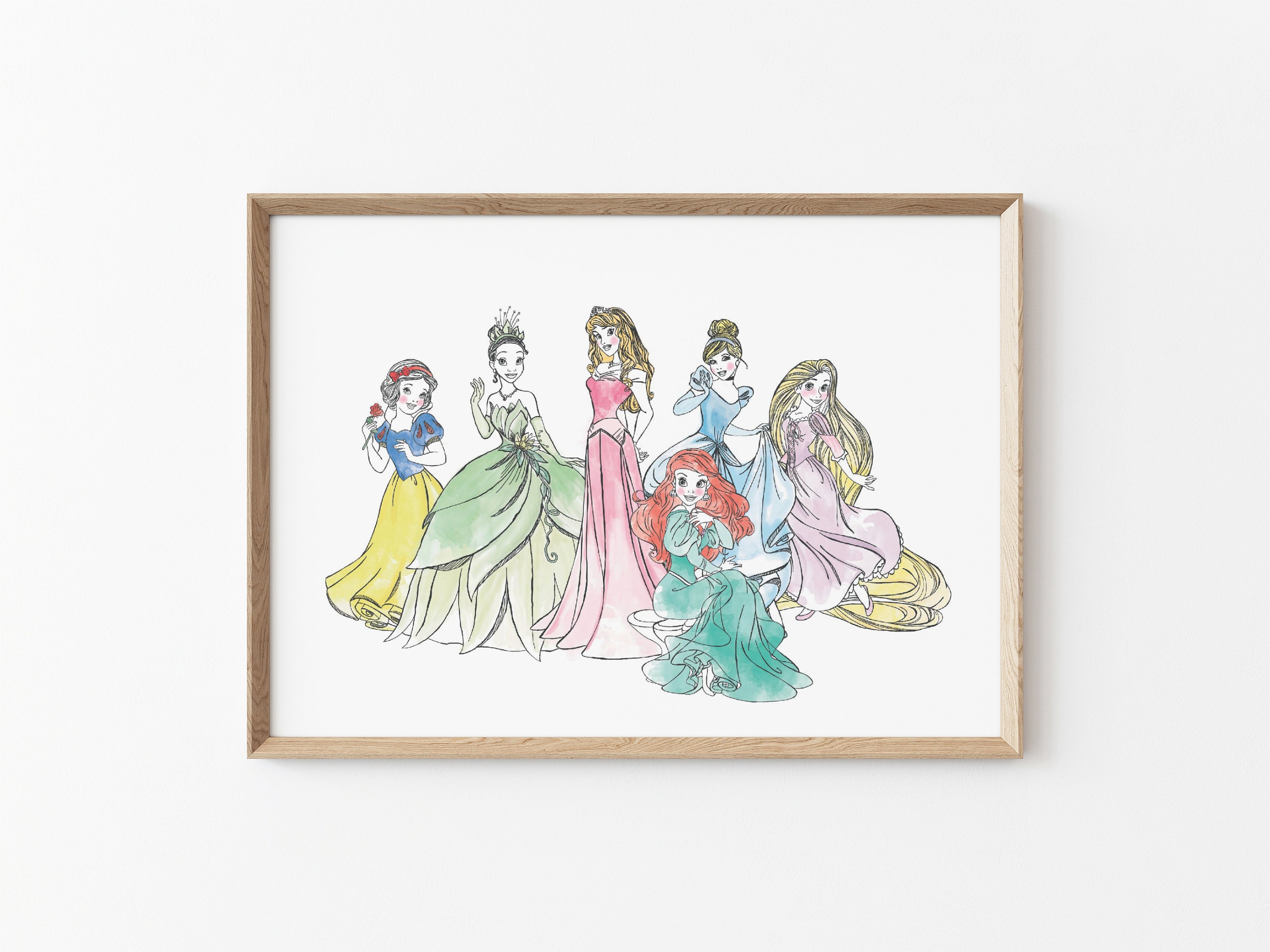 Watercolor Princess Art Print Instant Download Princess - Etsy