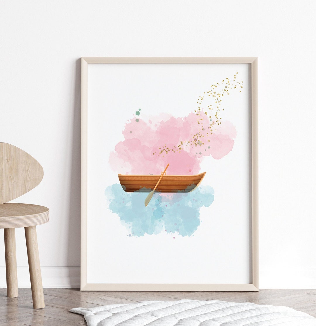 Tangled Canoe Lantern Art Print, Watercolor Wall Art for Girls Room or ...