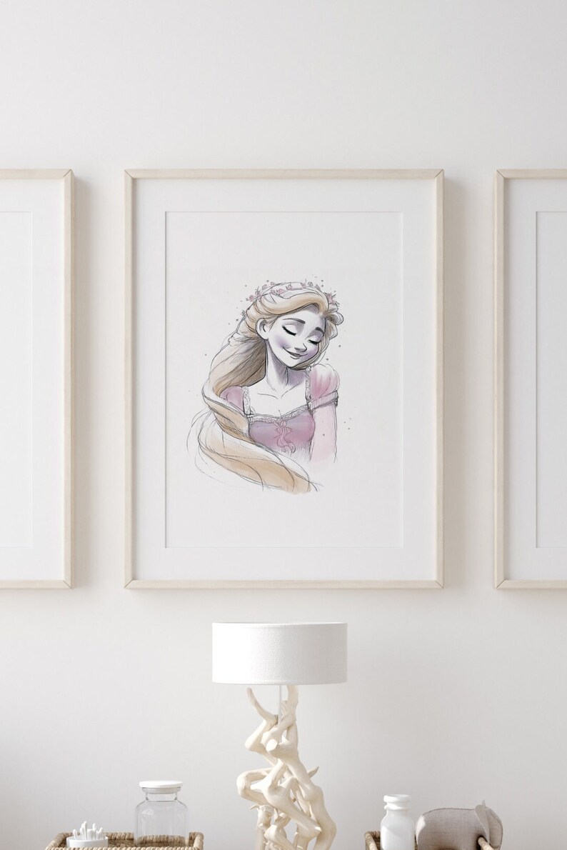 Princess Rapunzel Art Print Tangled Girls Nursery Art - Etsy