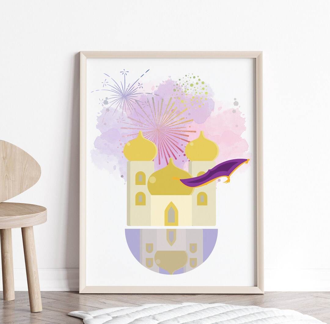 Aladdin Palace Watercolor Art Print: Nursery Princess Castle (digital ...