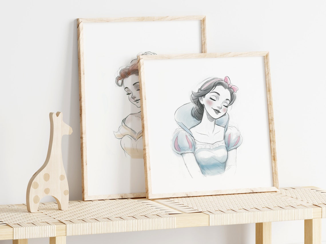 Watercolor Princess Art Print Set of 12 Girls Nursery Art - Etsy