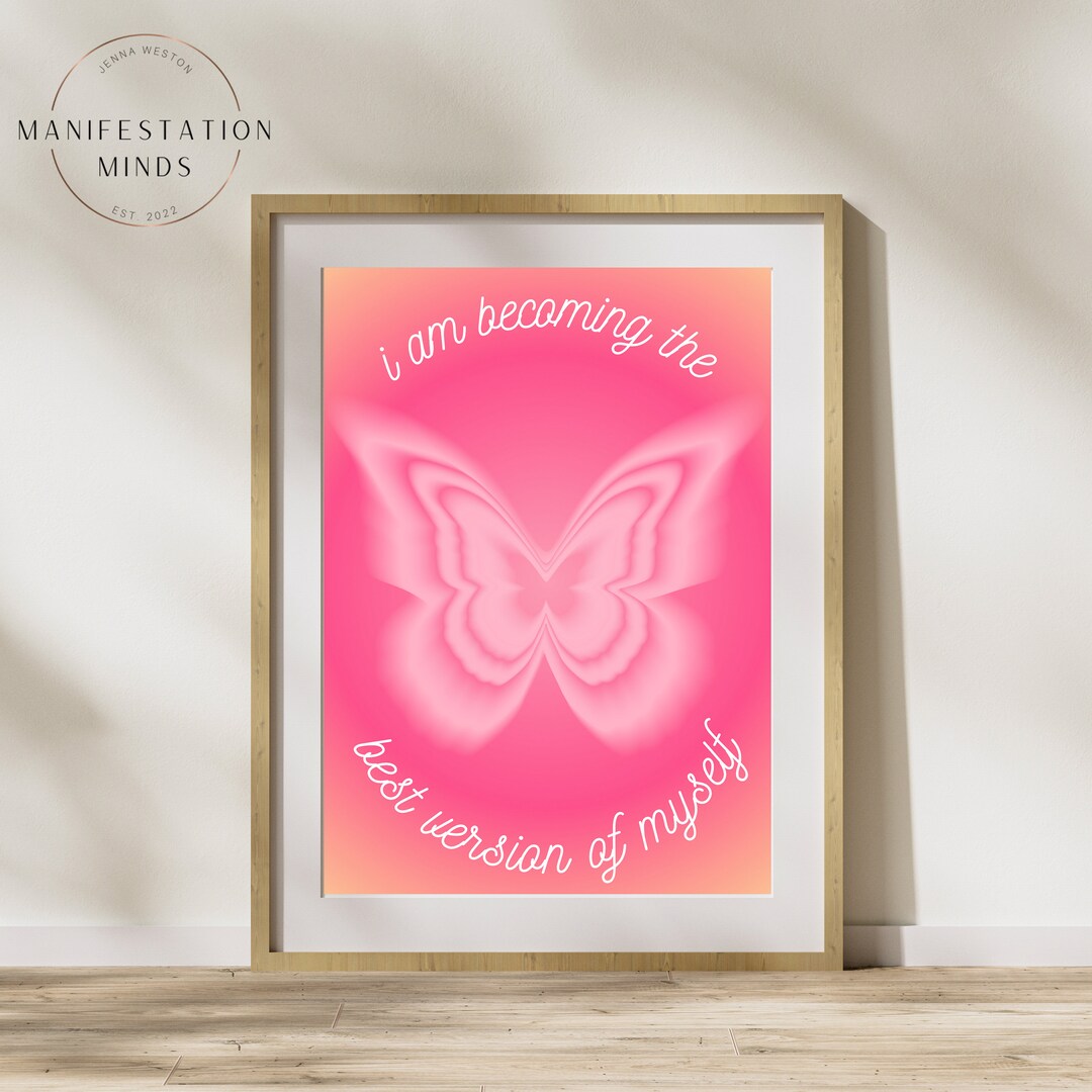 Pink and Orange Digital Poster, I Am Becoming the Best Version of ...