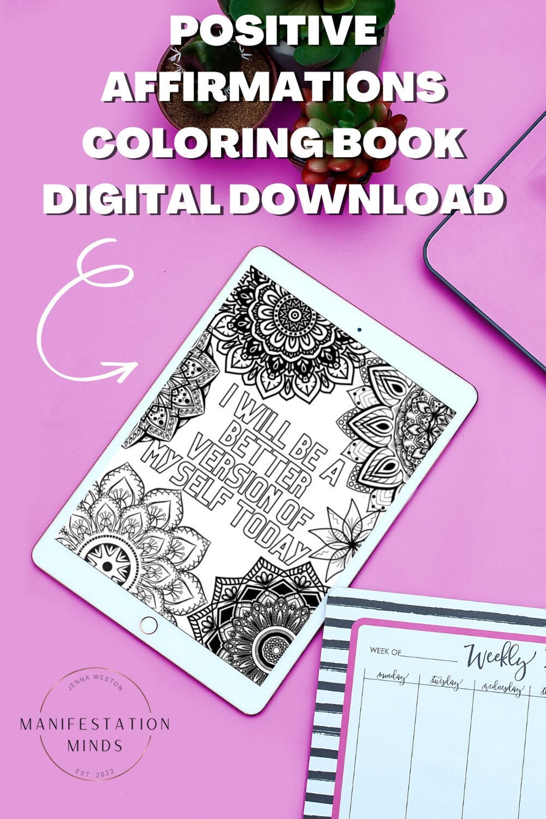 Positive Affirmations Coloring Book 30 Pages DIGITAL DOWNLOAD - Etsy