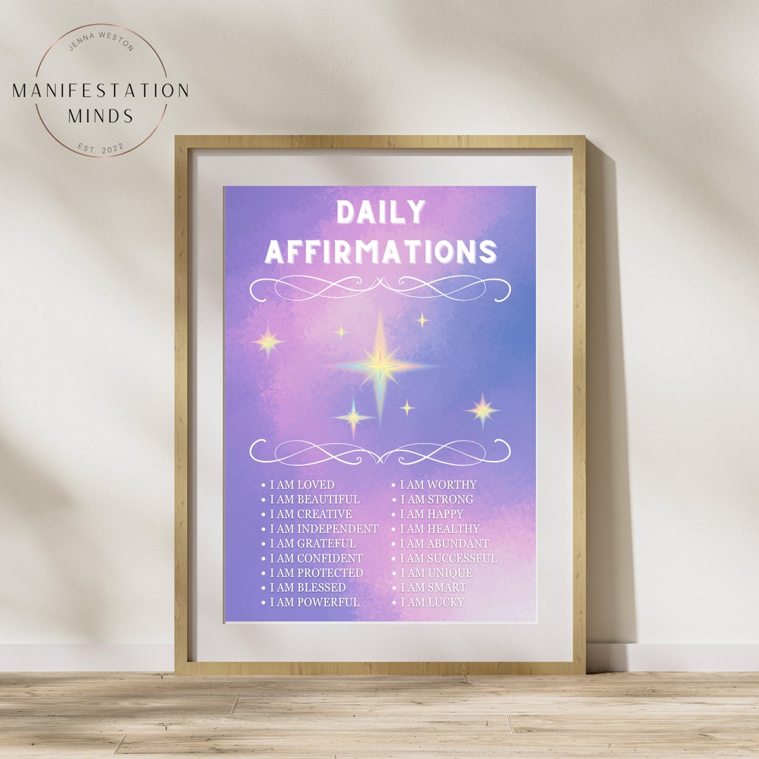 Pink and Purple Daily Affirmations Poster Positive Affirmations List ...